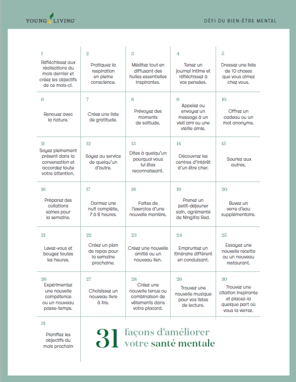 Défi du bien-être mental : 31 façons d’améliorer votre santé mentale ...
